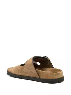 JAMES PERSE Suede Buckle Sandals - Brown