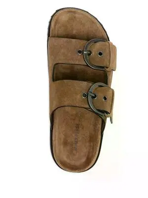 JAMES PERSE Suede Buckle Sandals - Brown