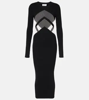 JEAN PAUL GAULTIER Paneled Jersey Midi Dress - Black