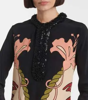 Johanna Ortiz Sequined Printed Silk Tunic