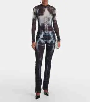 JEAN PAUL GAULTIER Squeletor Semi-sheer Mesh Straight Pants - Blue