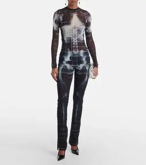 JEAN PAUL GAULTIER Squeletor Semi-sheer Mesh Straight Pants - Blue