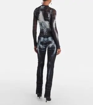 JEAN PAUL GAULTIER Squeletor Semi-sheer Mesh Straight Pants - Blue
