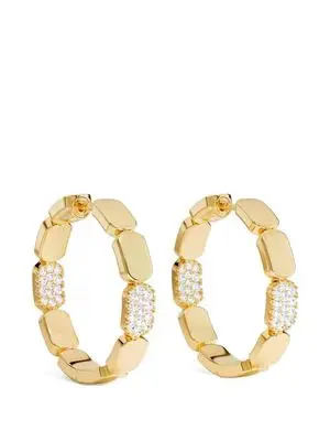 APM MONACO Tone Hoop Earrings With Crystal Embellishments - Gold