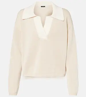 JOSEPH Striped Cotton Polo Sweater