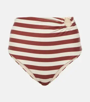 Johanna Ortiz Striped High-rise Bikini Bottom - Multicoloured