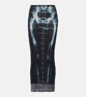 JEAN PAUL GAULTIER Squeletor Mesh Maxi Skirt - Blue