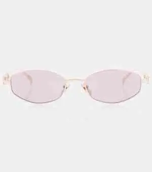Gucci Embellished Oval Sunglasses - Gold