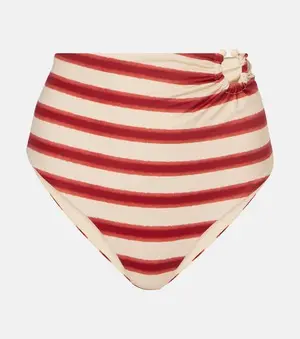Johanna Ortiz Striped High-rise Bikini Bottoms - Multicoloured