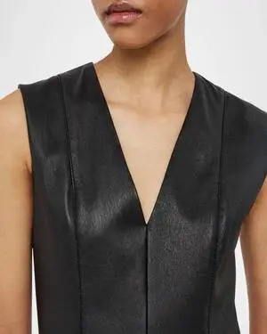 JOSEPH Kosma Stretch Lambskin Leather Dress - Black