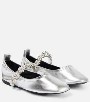 Stella Mccartney Silver Tone Flats For Women