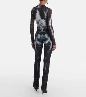 JEAN PAUL GAULTIER Squeletor Semi-sheer Mesh Straight Pants - Blue