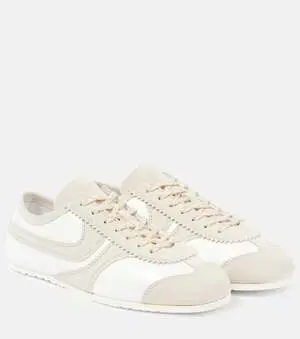 Dries Van Noten Suede-trimmed Leather Sneakers - White