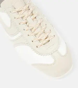 Dries Van Noten Suede-trimmed Leather Lace-up Sneakers - White