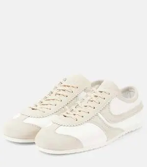 Dries Van Noten Suede-trimmed Leather Lace-up Sneakers - White