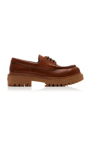 Prada Platform Leather Boat Shoes