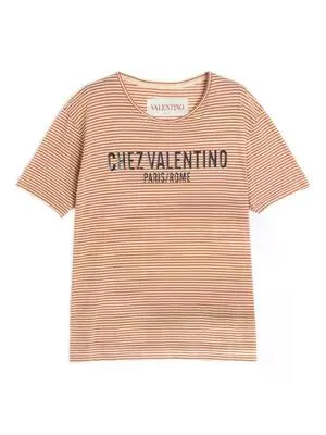 Valentino Garavani Chez-print Striped T-shirt - Orange