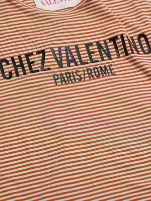 Valentino Garavani Chez-print Striped T-shirt - Orange