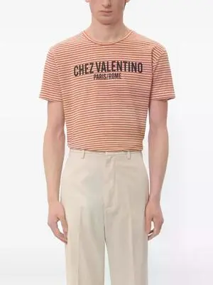 Valentino Garavani Chez-print Striped T-shirt - Orange