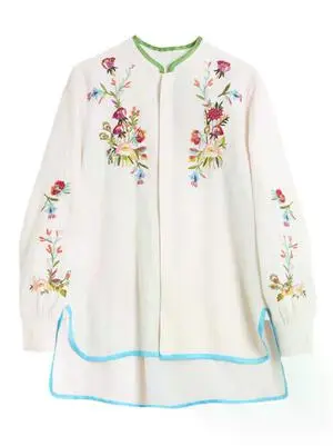 Valentino Garavani Floral-embroidered Linen Shirt - Neutrals
