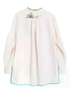 Valentino Garavani Floral-embroidered Linen Shirt - Neutrals