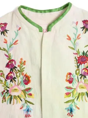 Valentino Garavani Floral-embroidered Linen Shirt - Neutrals