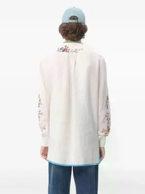 Valentino Garavani Floral-embroidered Linen Shirt - Neutrals