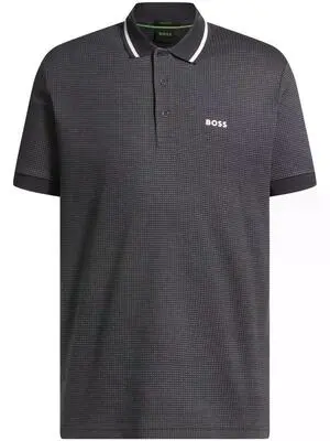 BOSS Pattern-jacquard Polo Shirt - Grey