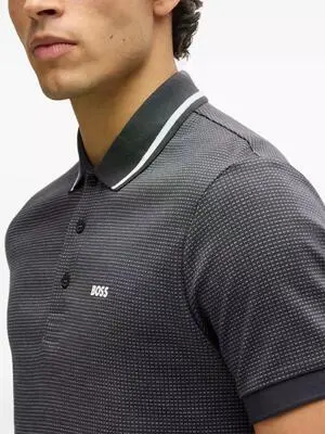 BOSS Pattern-jacquard Polo Shirt - Grey