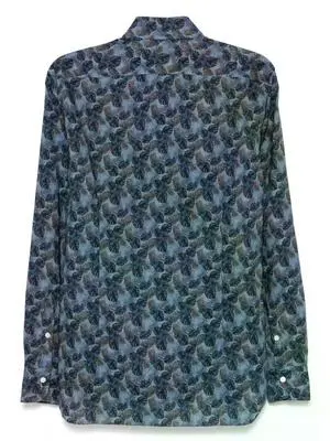 BARBA NAPOLI Leaf-print Shirt - Blue