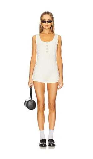 FRAME Cable Knit Playsuit - Cream