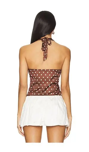MORE TO COME Vivan Halter Top Polka Dot Satin