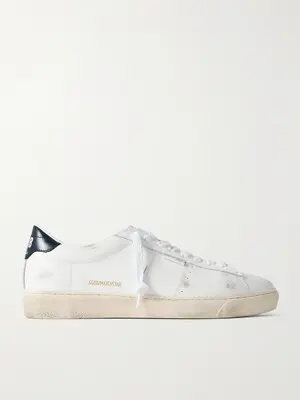GOLDEN GOOSE Matchstar Distressed Leather Sneakers - White