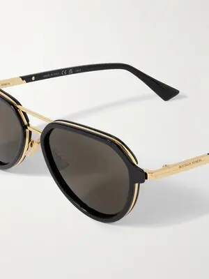 Bottega Veneta Aviator-style Recycled-acetate And Gold-tone Sunglasses