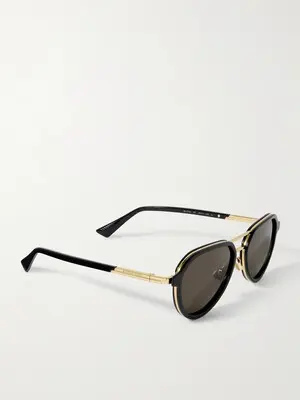 Bottega Veneta Aviator-style Recycled-acetate And Gold-tone Sunglasses