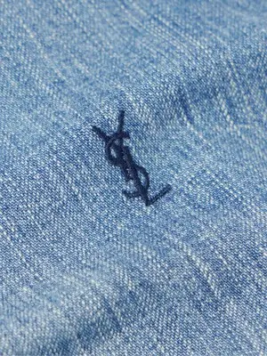 Saint Laurent Logo-embroidered Denim Shirt - Blue