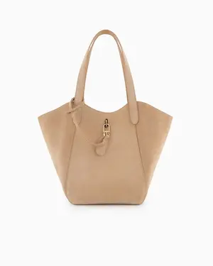 Giorgio Armani Medium Suede Handbag - Beige