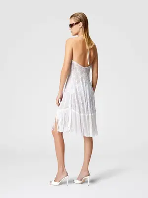Missoni Cover-up Dress In Zig Zag Lamé Viscose With Fringes - Silver