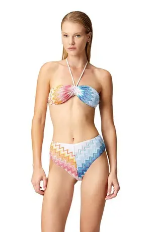 Missoni Bandeau Bikini In Zig Zag Lamé Viscose Blend - Multicoloured