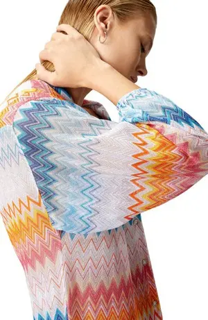 Missoni Oversized Shirt In Zig Zag Lamé Viscose Blend - Multicoloured