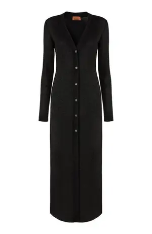 Missoni Long Lamé Viscose Cardigan With V-neck - Black
