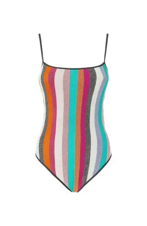 Missoni Striped Ribbed Lamé Knit One-piece Swimsuit - Multicoloured