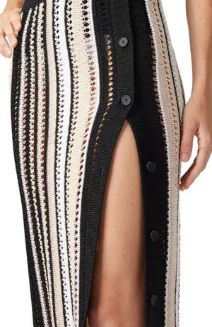 Missoni Striped Crochet Midi Skirt With Side Buttoning