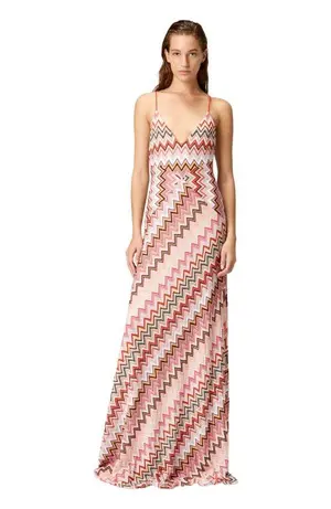 Missoni Long Patchwork Dress With Zigzag Pattern