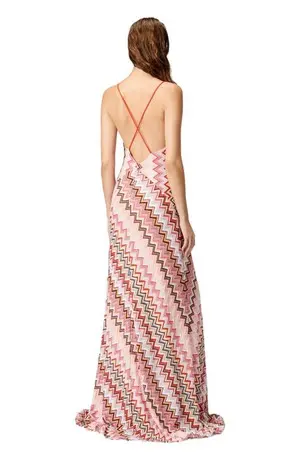 Missoni Long Patchwork Dress With Zigzag Pattern