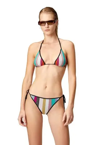 Missoni Triangle Bikini In Striped Ribbed Knit - Multicoloured