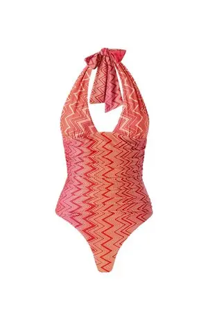 Missoni Lamé Zigzag One-piece Swimsuit - Red