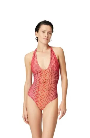 Missoni Lamé Zigzag One-piece Swimsuit - Red