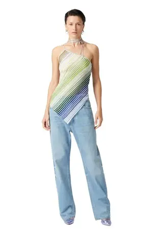Missoni Asymmetrical One-shoulder Striped Top With Sequins