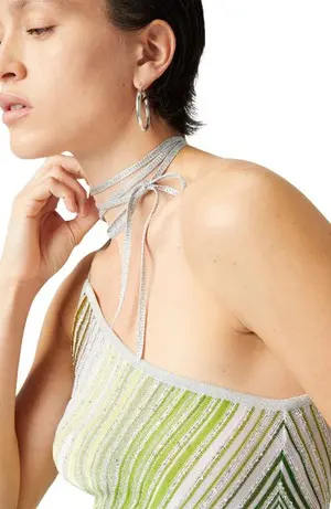 Missoni Asymmetrical One-shoulder Striped Top With Sequins